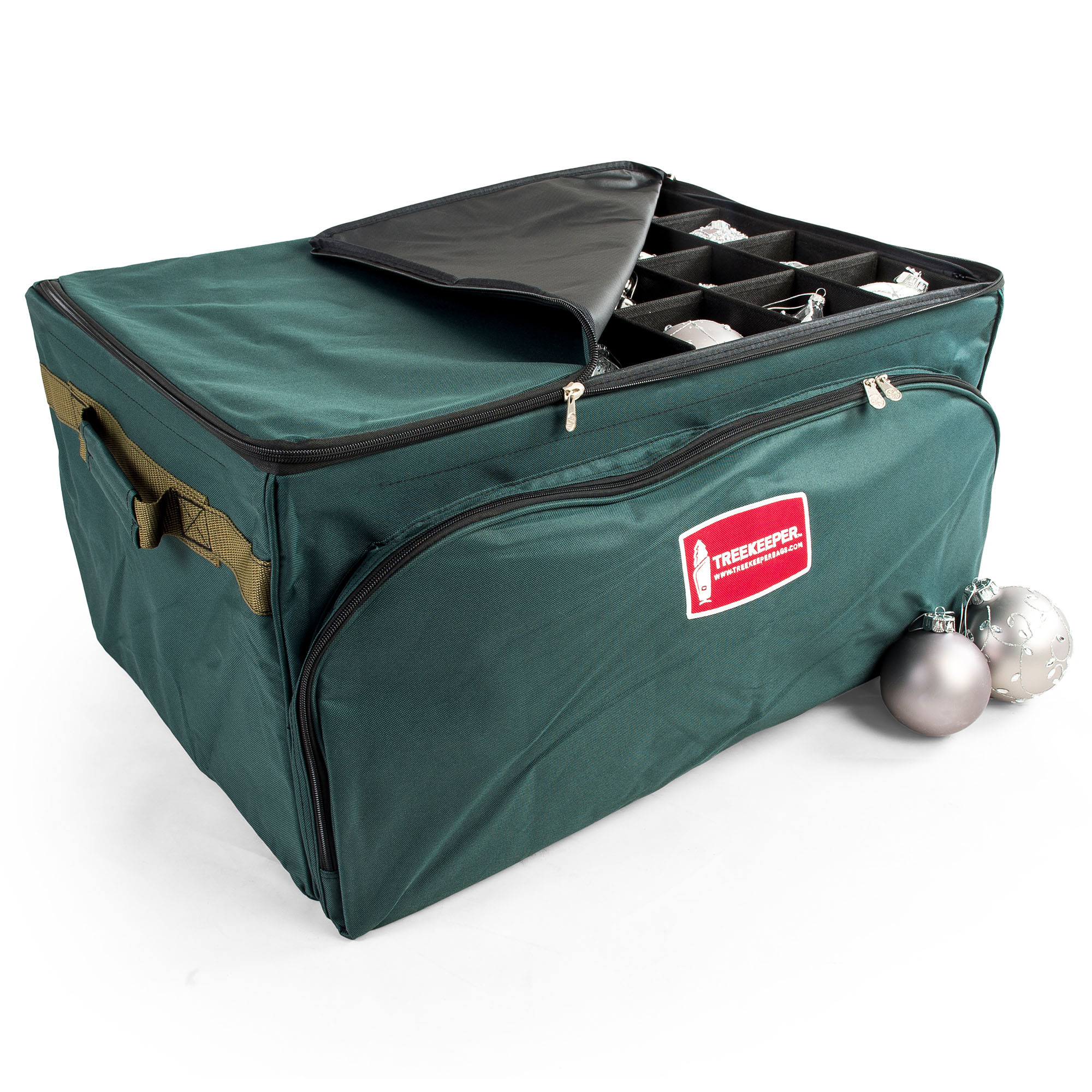 3-Tray Fabric Lined Christmas Ornament Storage Bag - Holds 72 Ornaments ...