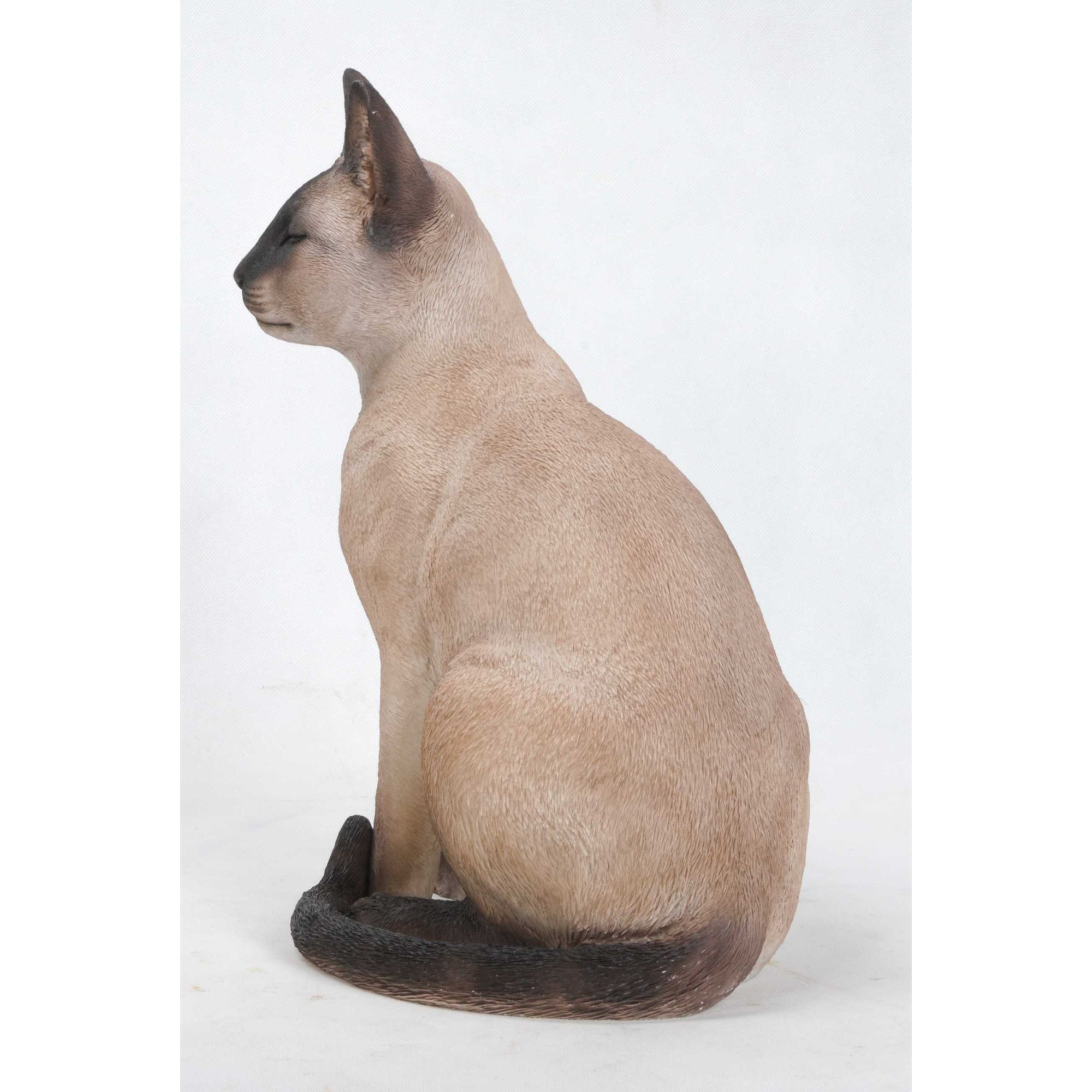 13.5" Brown & Black Sitting Siamese Cat Statue | Christmas Central