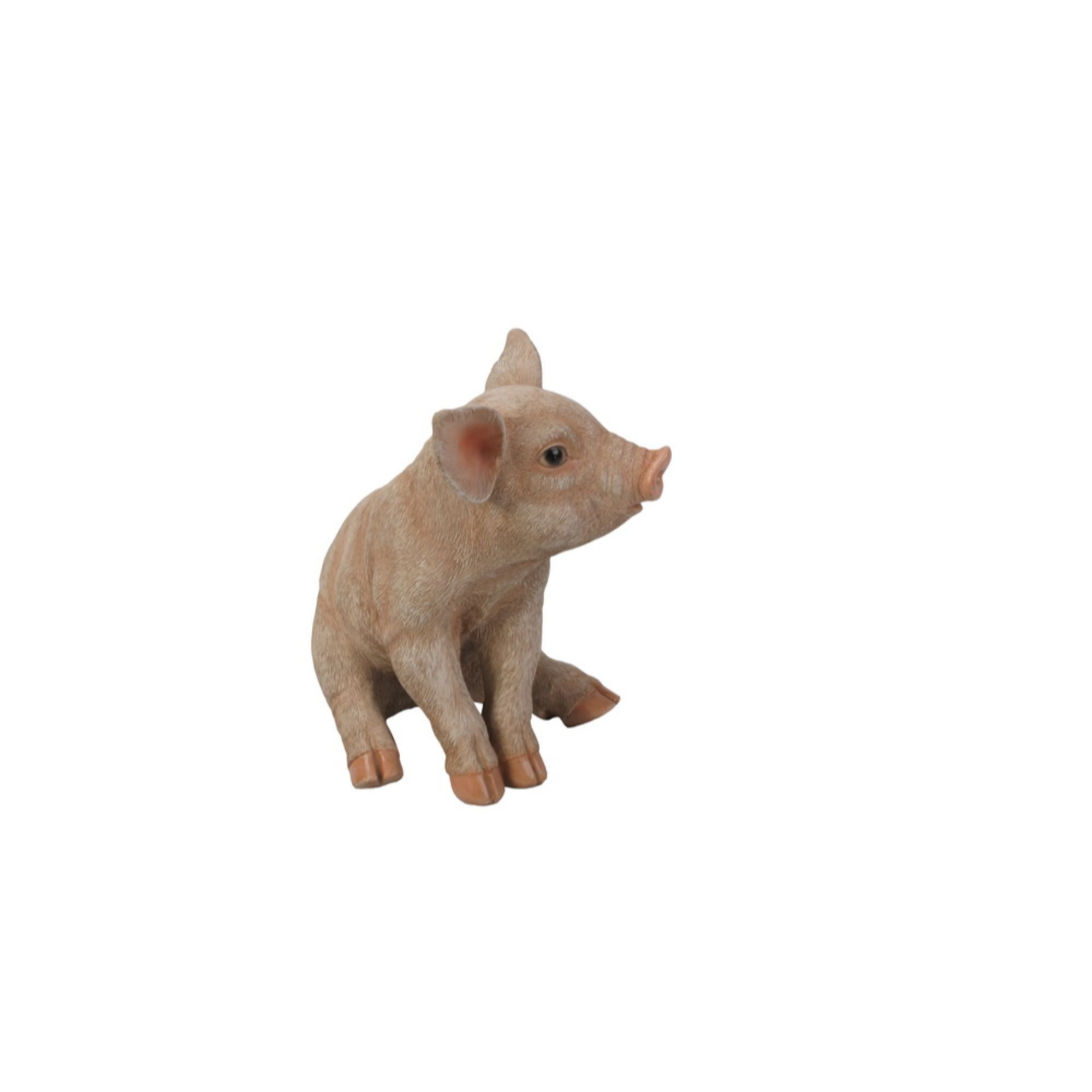 10" Brown & Gray Small Sitting Pig Statue Figurine | Christmas Central