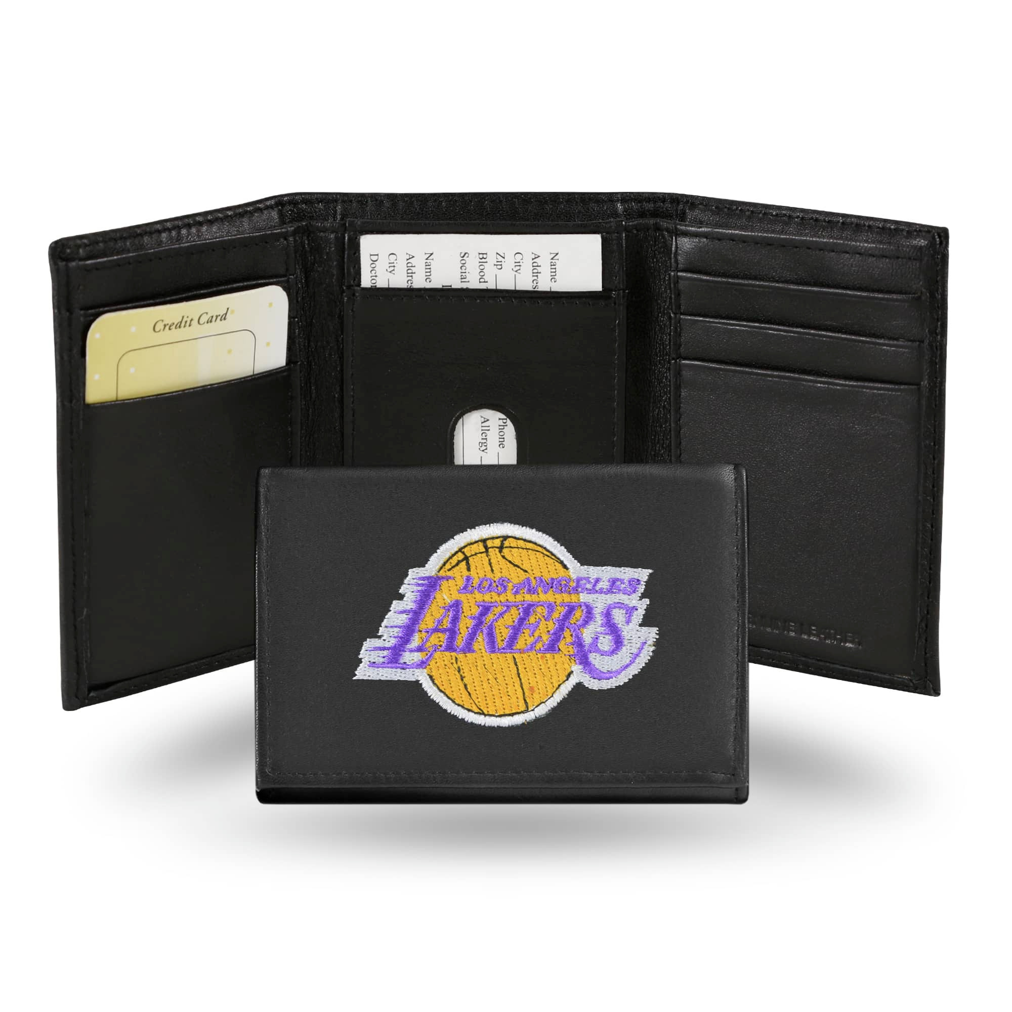 4" Black & Yellow NBA Los Angeles Lakers Embroidered Trifold Wallet ...