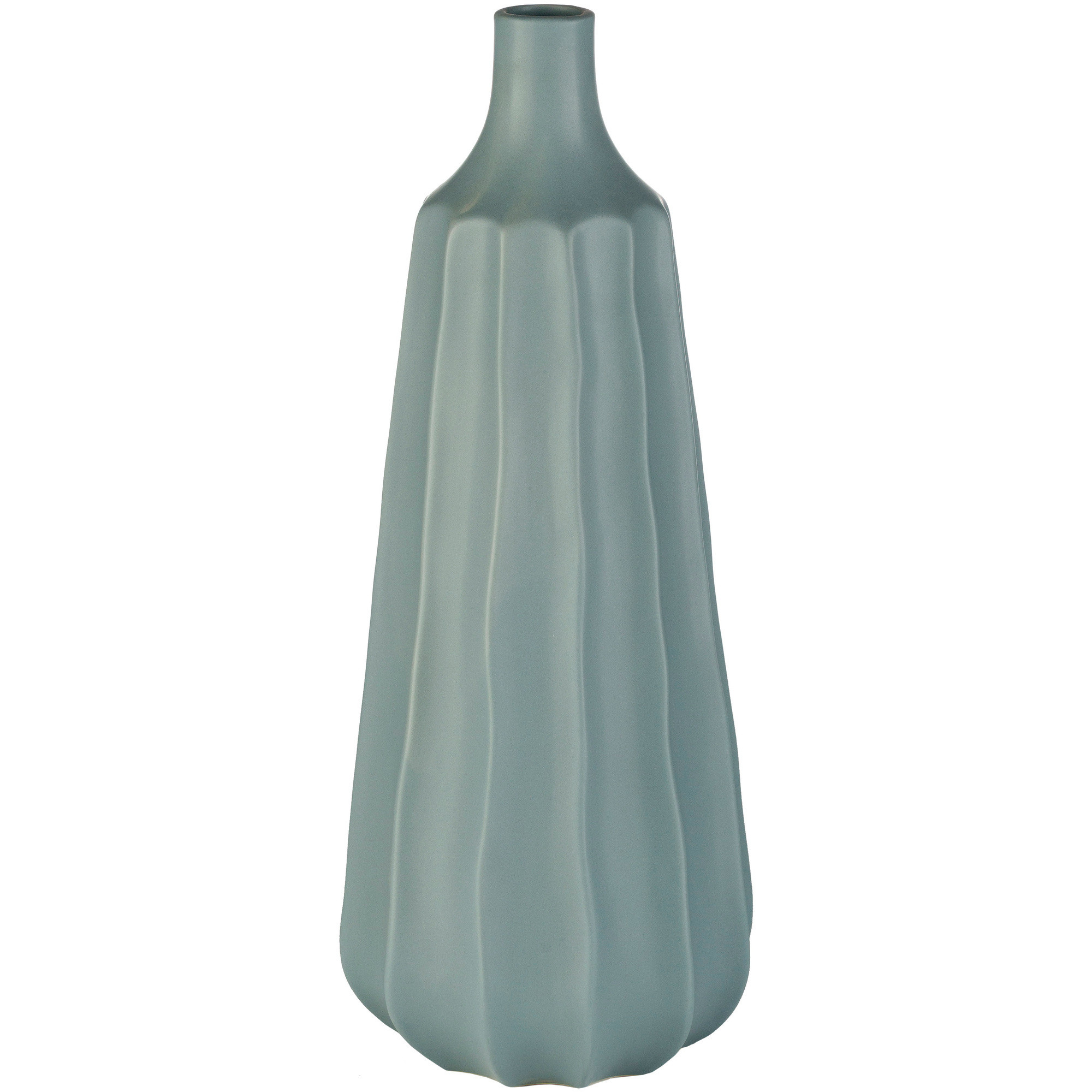 Set of 3 Denim Blue Ribbed Design Ceramic Floral Vases 17” | Christmas ...