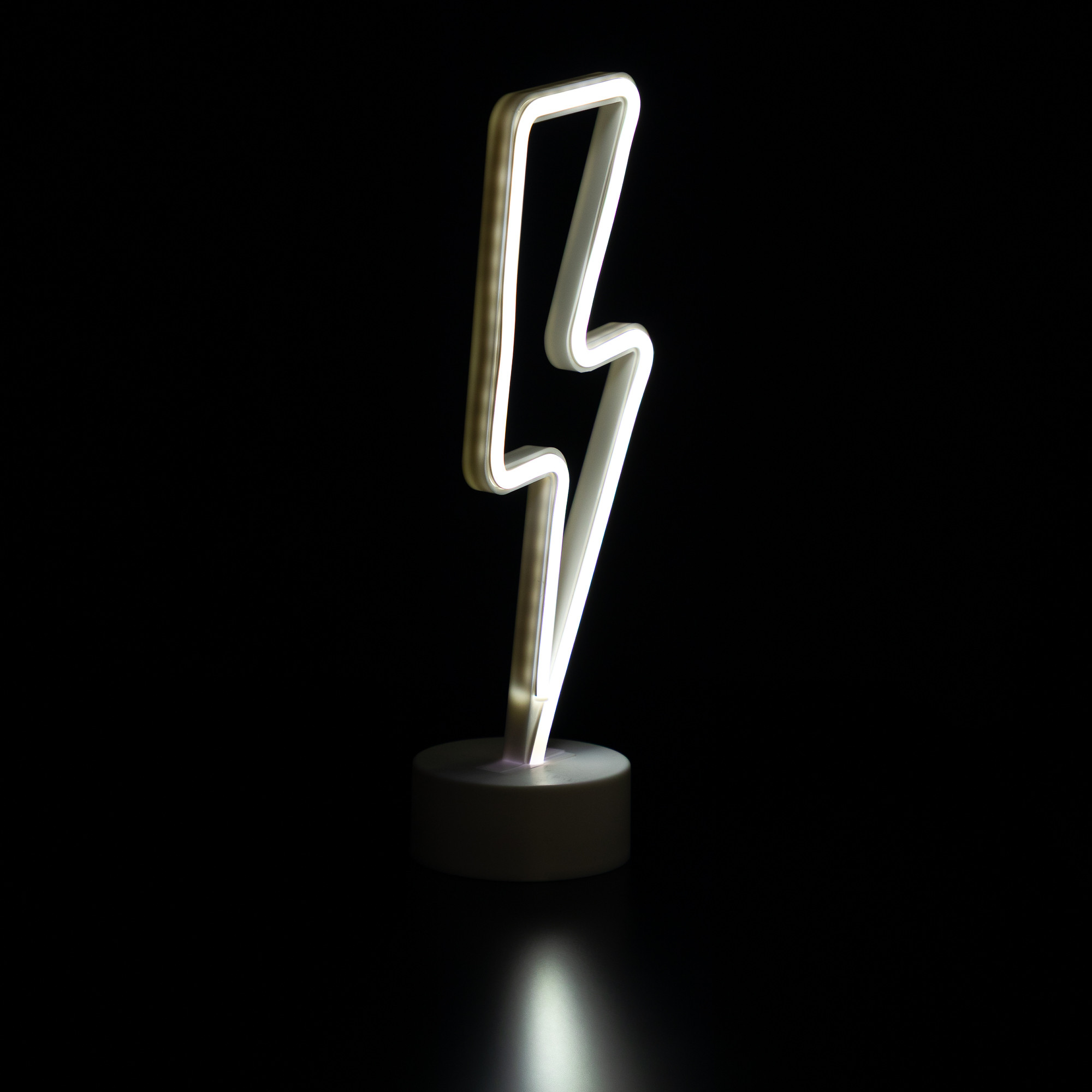 11.5" White Battery Operated Neon Style LED Lightening Bolt Table Light ...