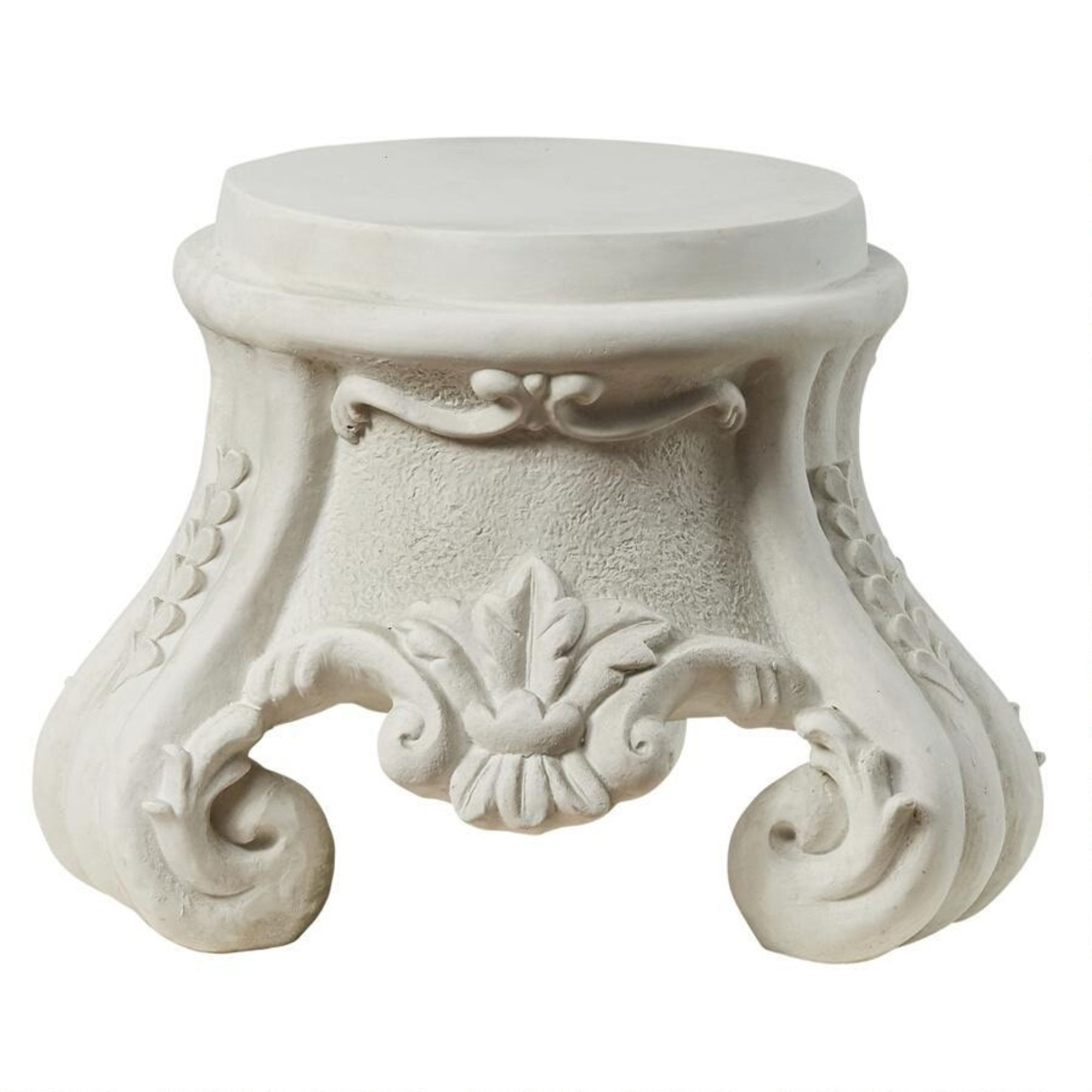 21" White & Gray Rococo Sculptural Plinth Outdoor Garden Base ...
