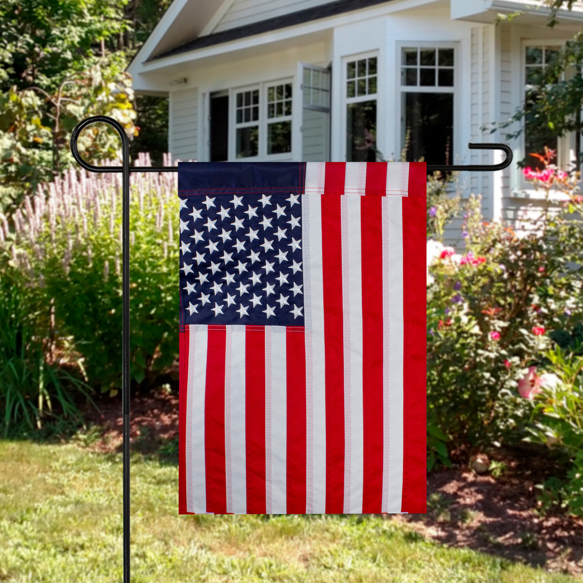 Patriotic Americana Embroidered Outdoor Garden Flag 18" x 12.5 ...