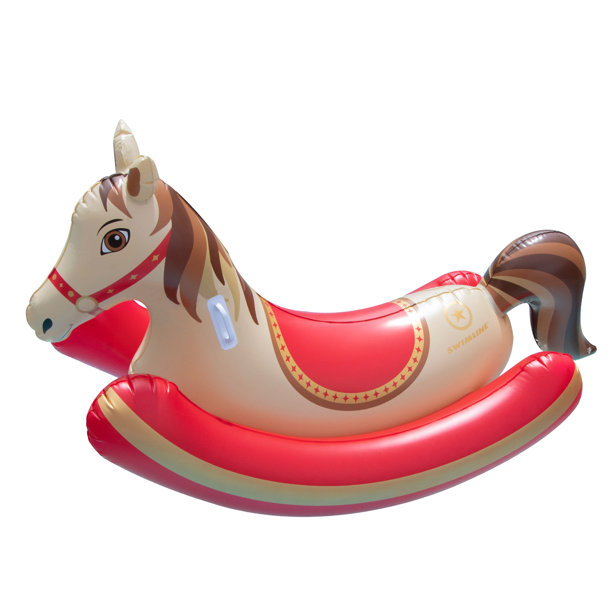 86" Brown & Red Hobby Horse Rocker Inflatable Swimming Pool Ride-On ...
