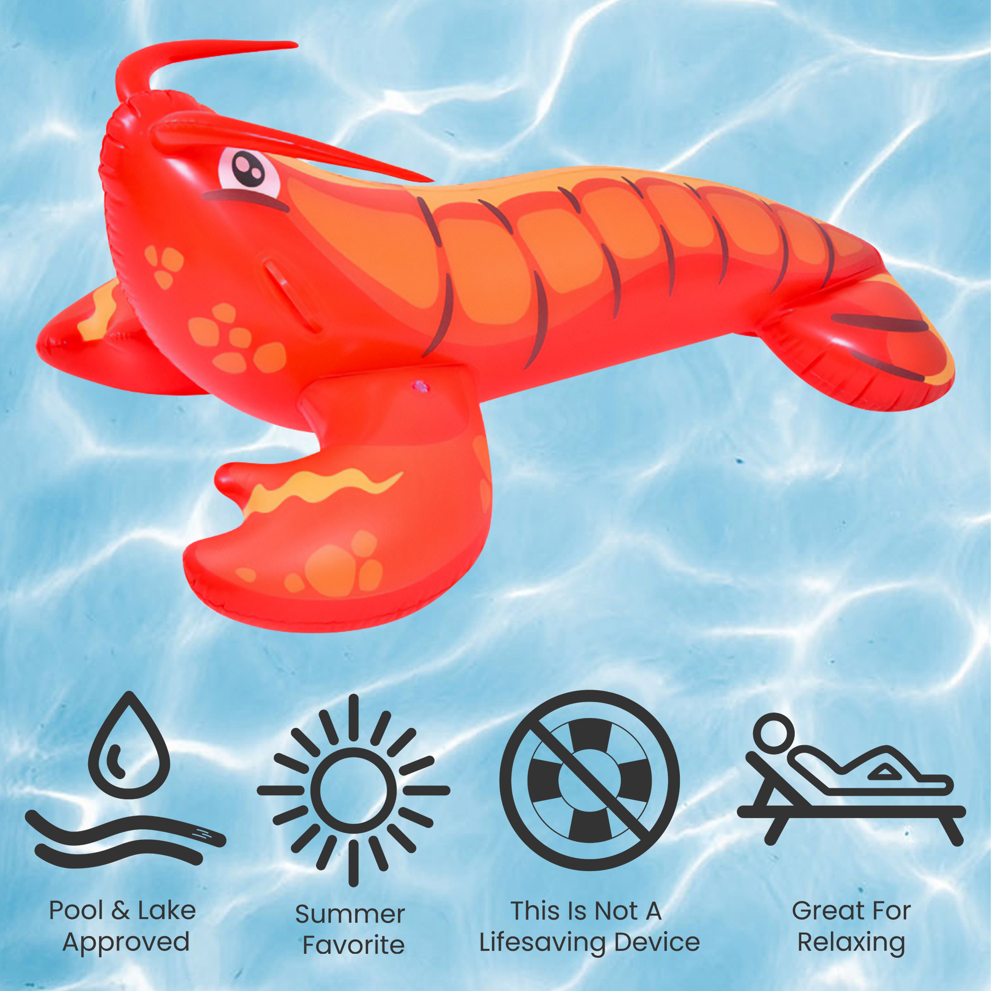 Inflatable Lobster Swimming Pool Rider Float - 51" | Christmas Central