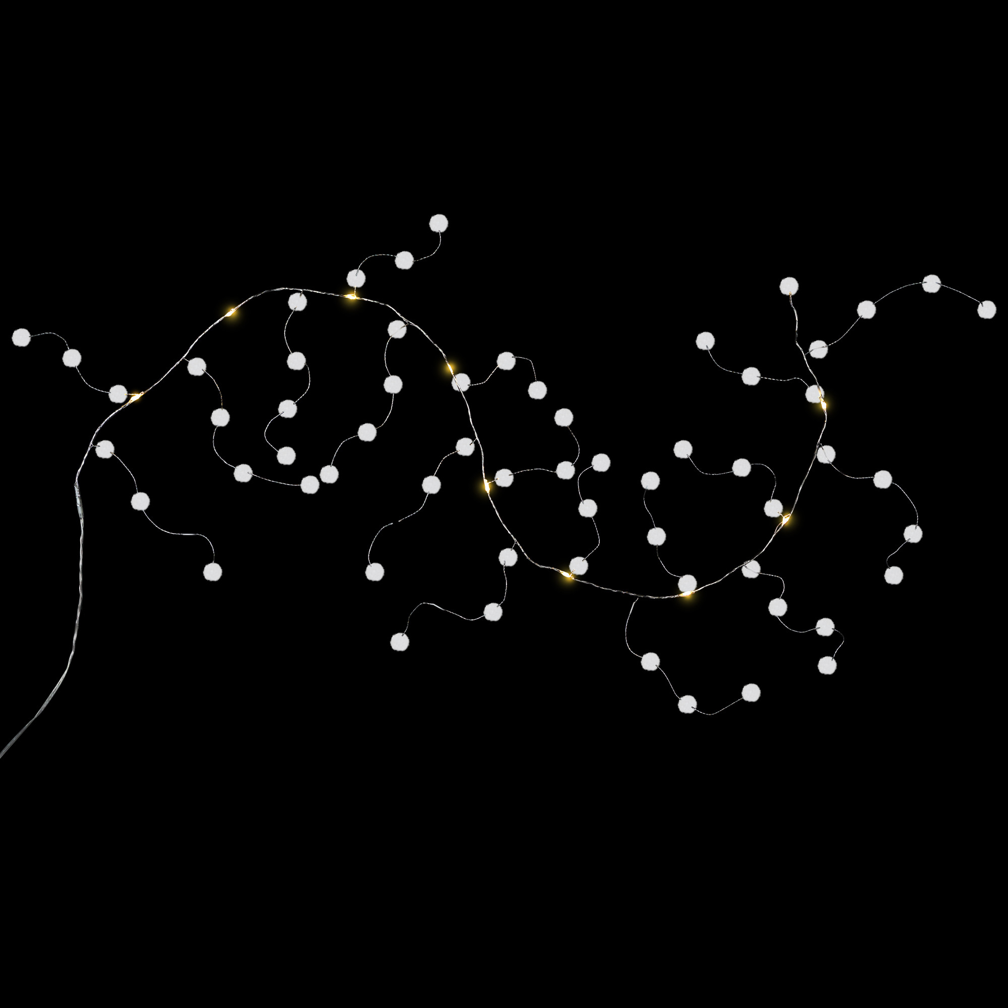 10-Count B/O Warm White LED Pom Pom Garland Christmas Lights - 3' Clear ...