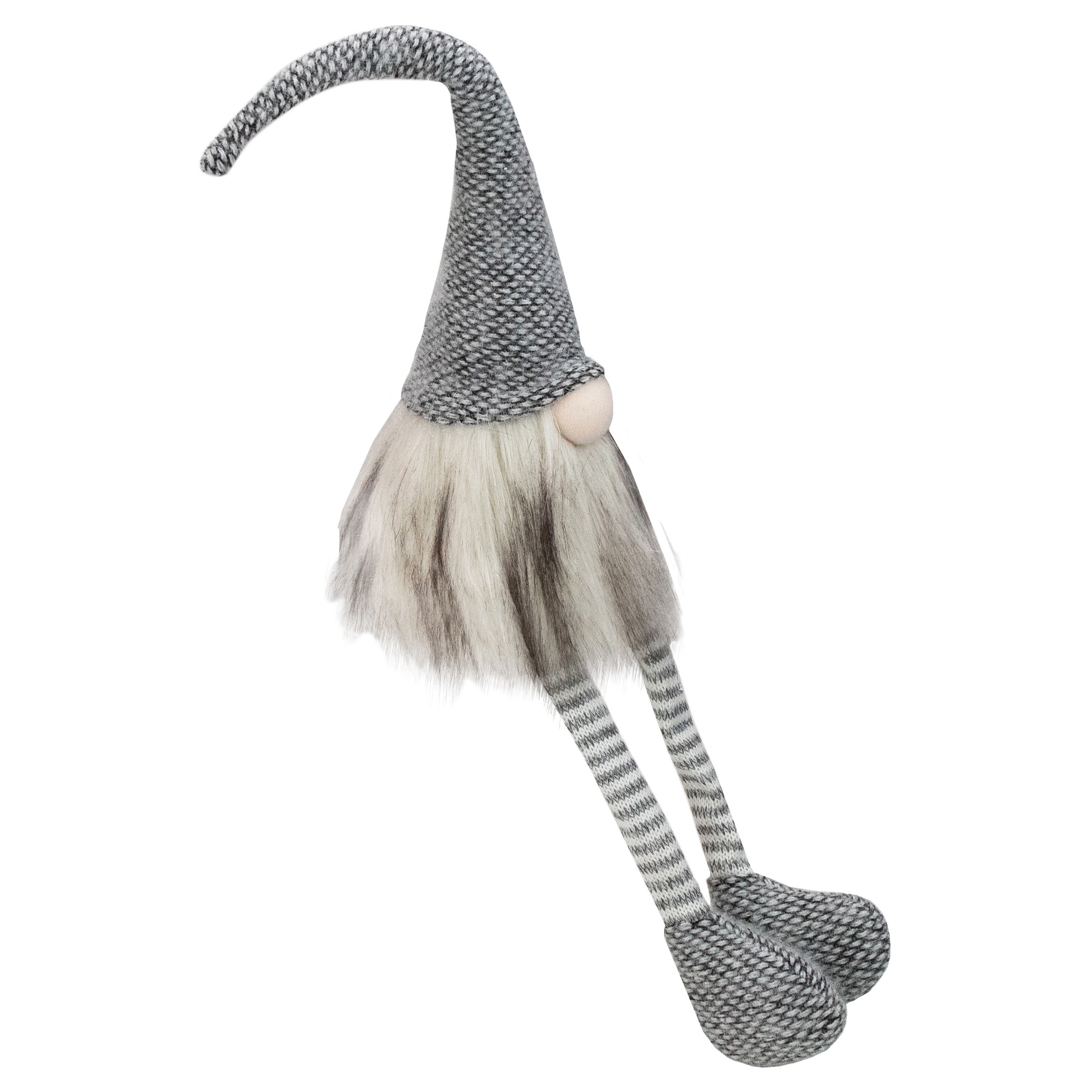 15" Beige & Gray Plush Sitting Elf Tabletop Christmas Decoration ...