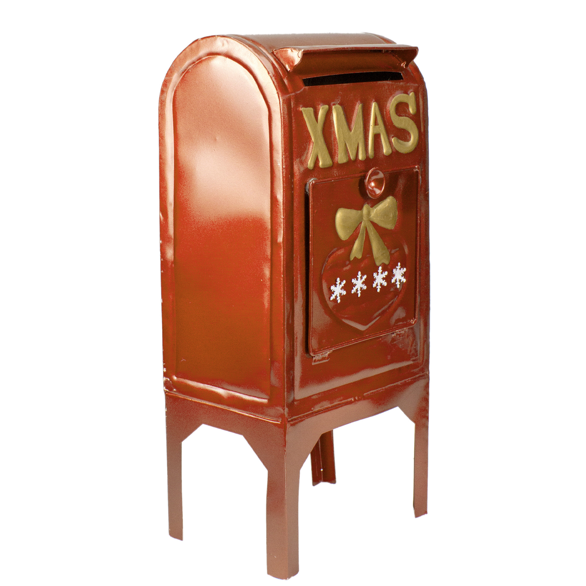 16" Orange Metal Mailbox Christmas Tabletop Decoration | Christmas Central