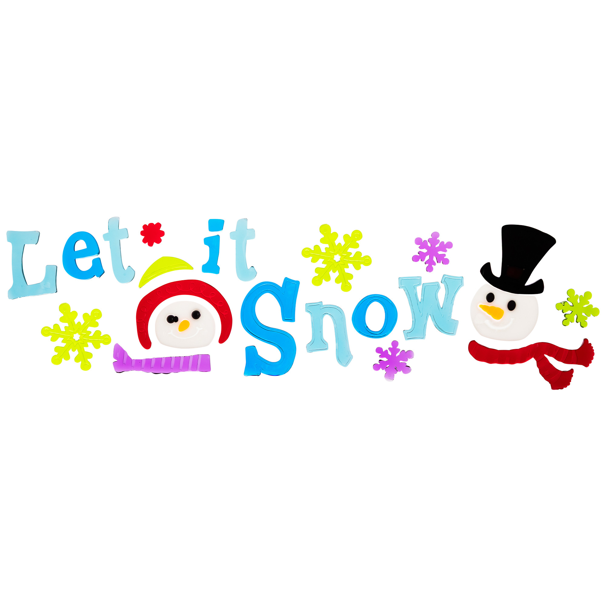 Let It Snow Santa & Snowman Gel Christmas Window Clings | Christmas Central