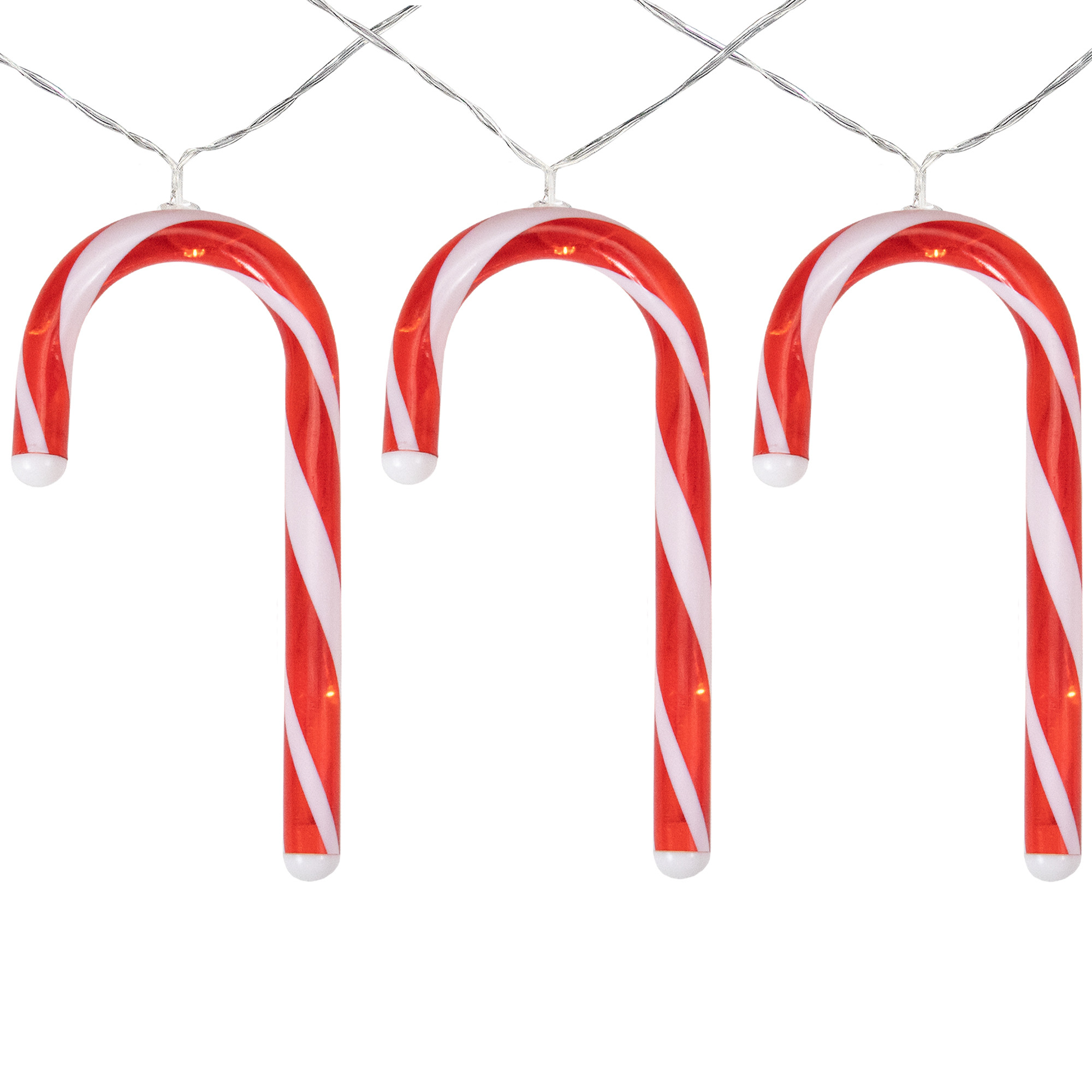 7ct Red & White Candy Cane Christmas Lights - 4.5ft Clear Wire ...