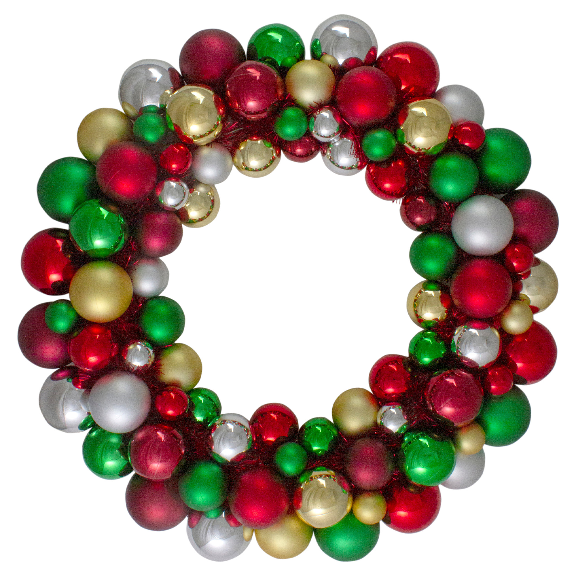 Traditional Colors 2-Finish Shatterproof Ball Christmas Wreath, 24-Inch ...