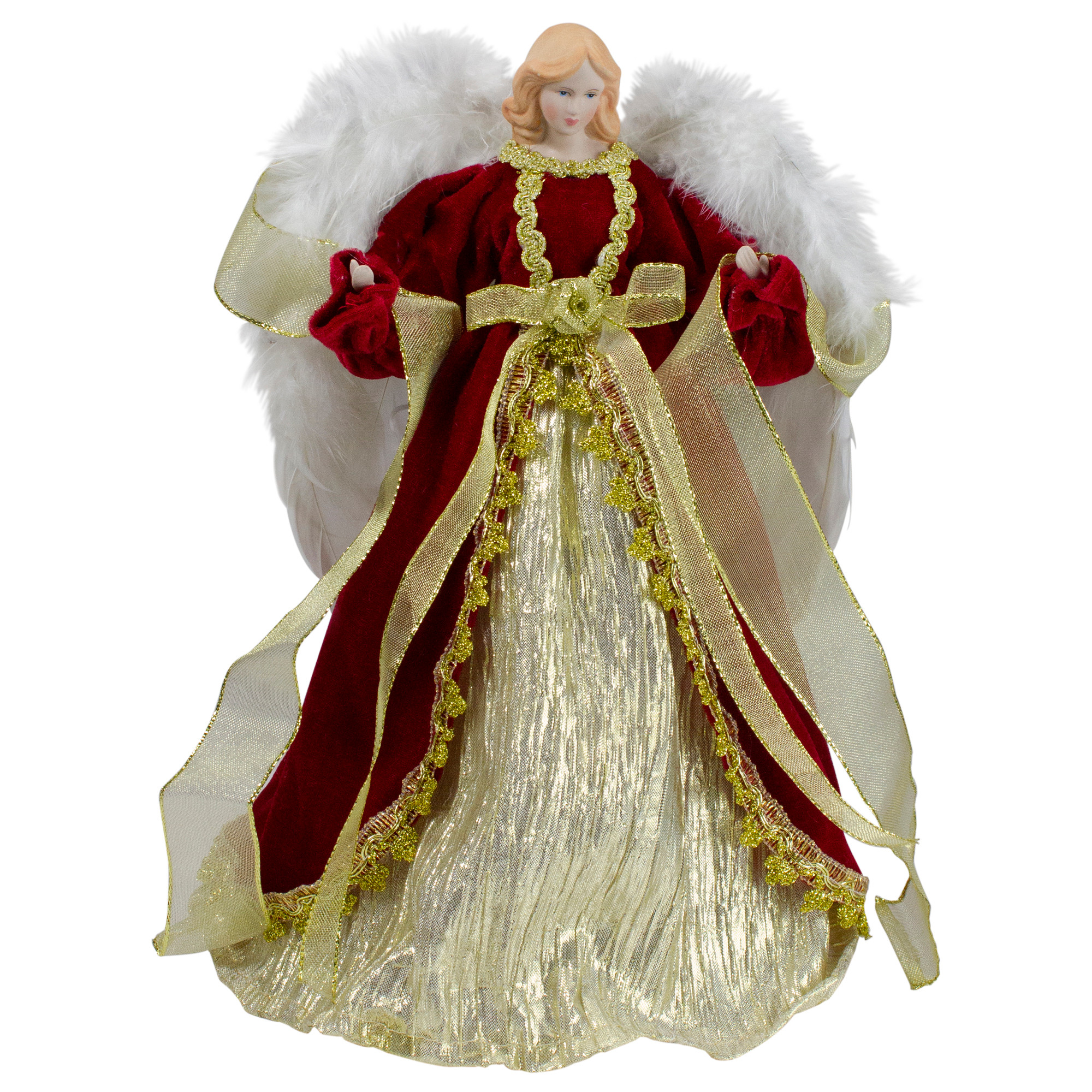 14" Red & Gold Traditional Angel Christmas Tree Topper - Unlit ...