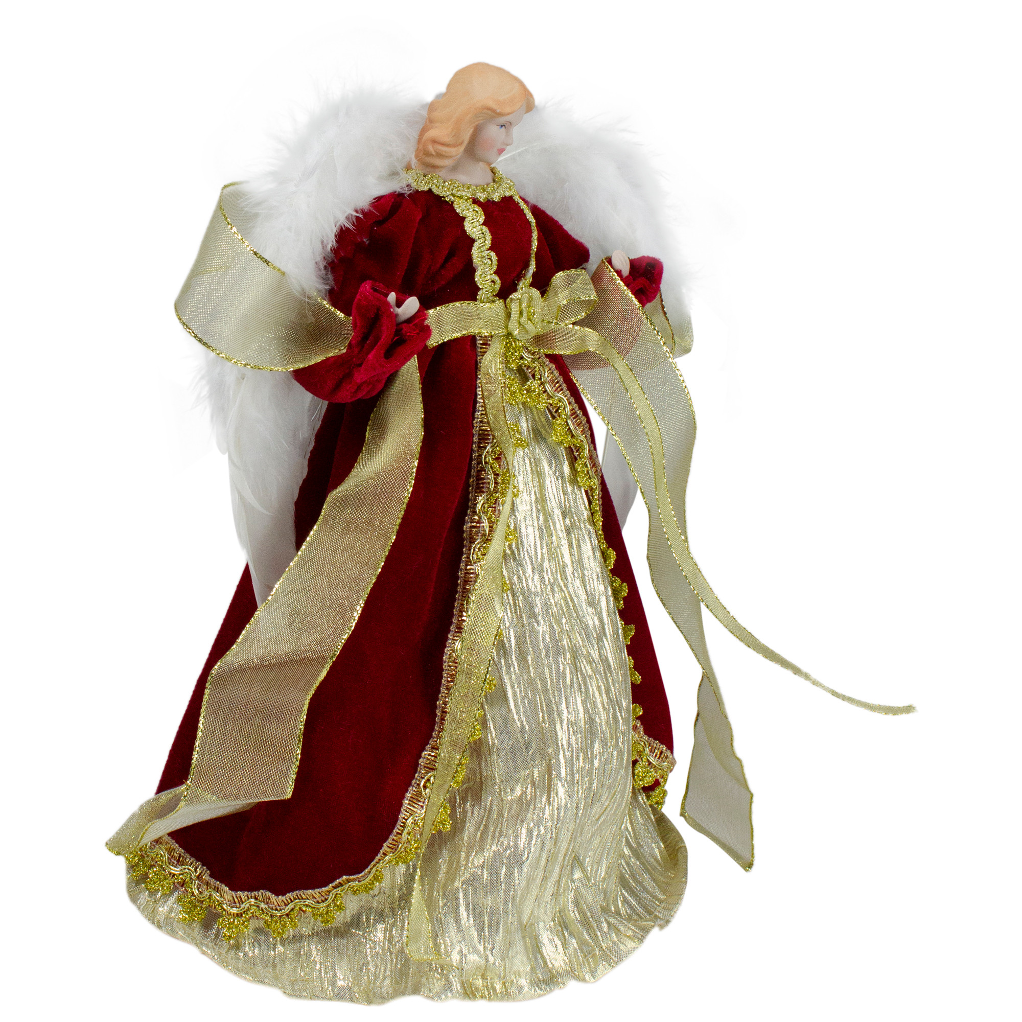 14" Red & Gold Traditional Angel Christmas Tree Topper - Unlit ...
