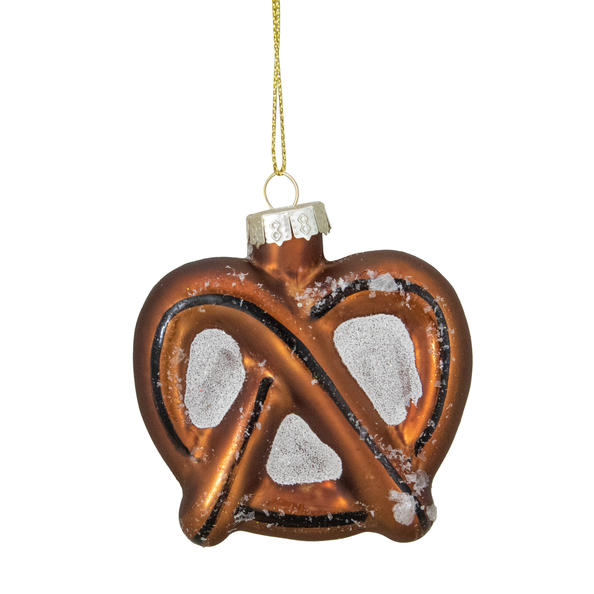 2.75" Bronze & White Holiday Collections Salted Pretzel Glass Christmas ...