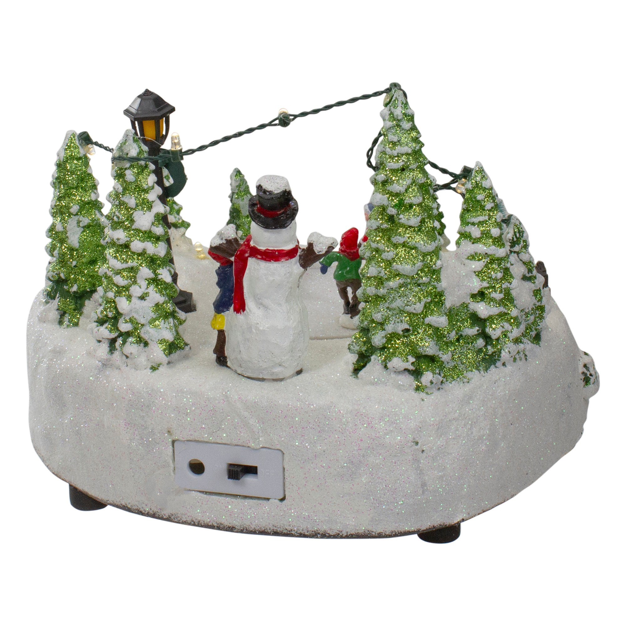9" Lighted Christmas Scene with Moving Skaters & a Snowman | Christmas ...