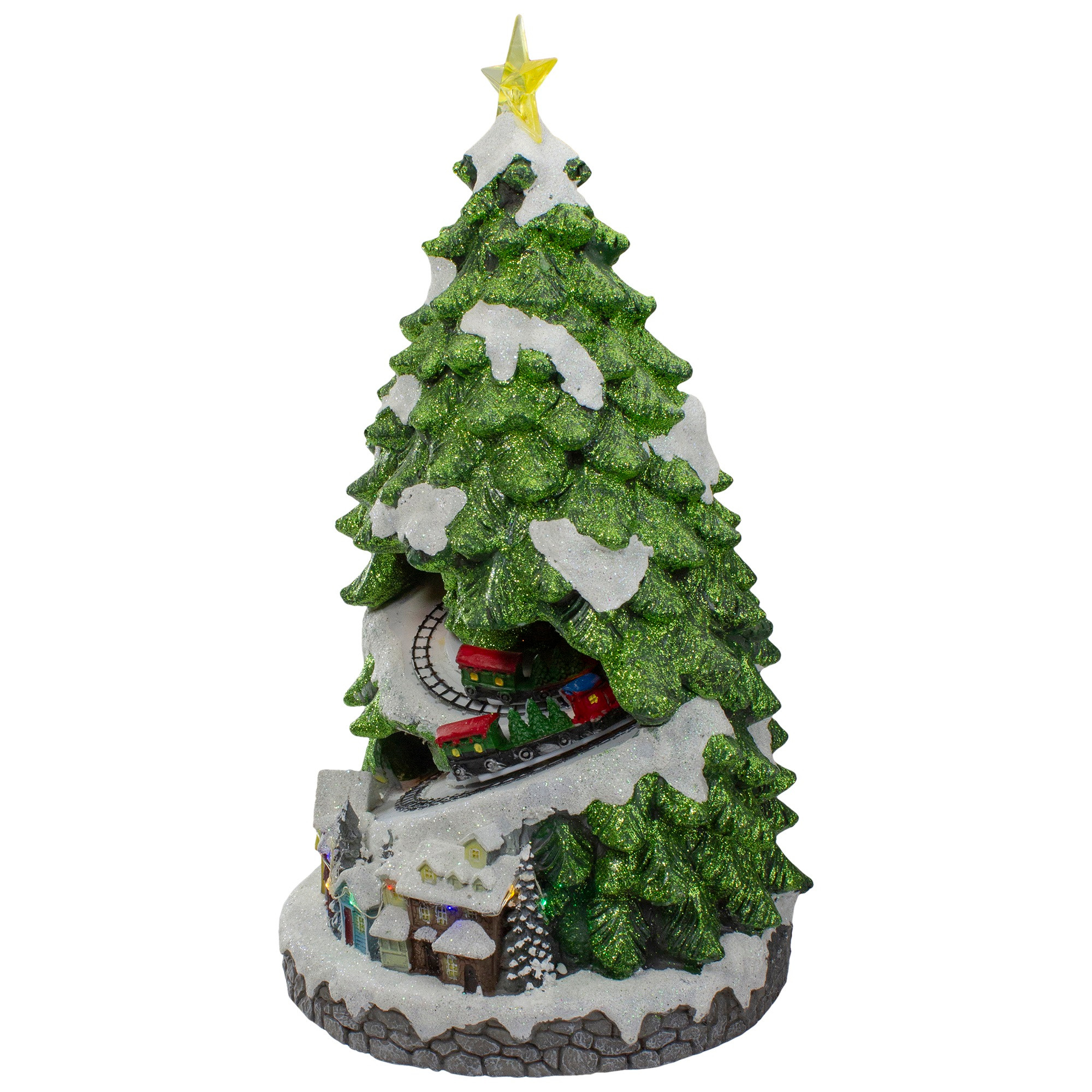 15" Lighted & Animated Musical Christmas tree with Moving Trains ...