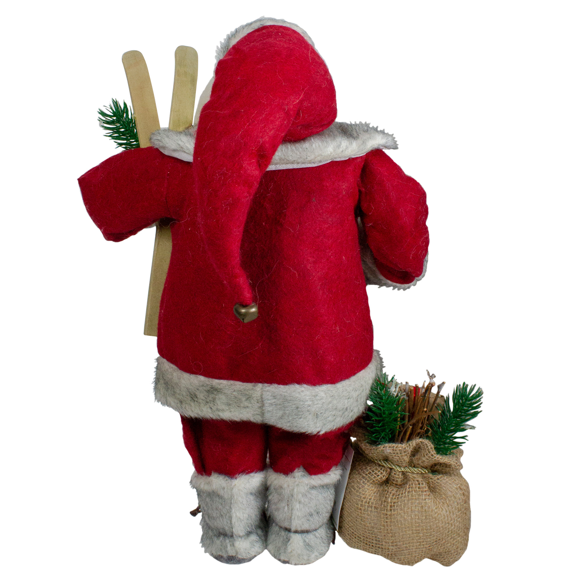 18" Standing Santa Christmas Figure with Skis & Fur Boots | Christmas ...