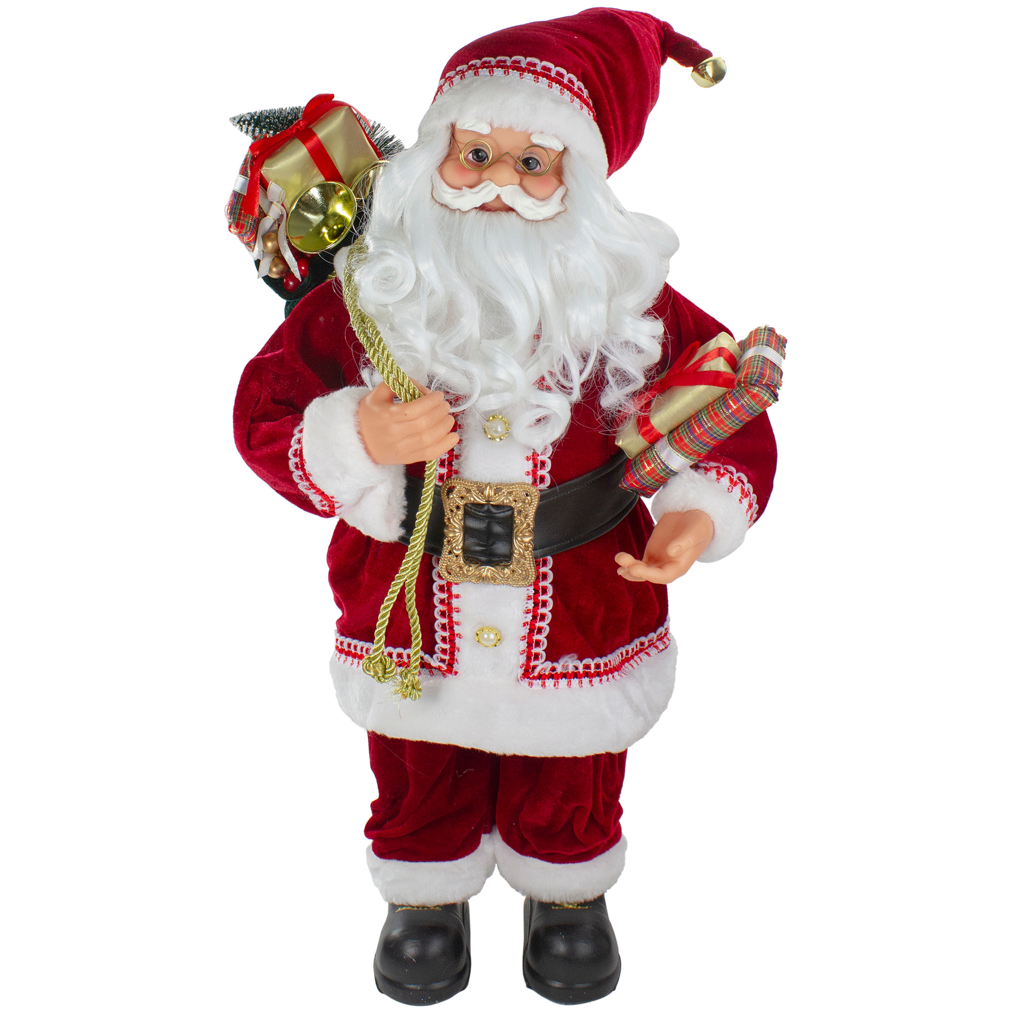2' Standing Santa Christmas Figure with a Plush Bear | Christmas Central