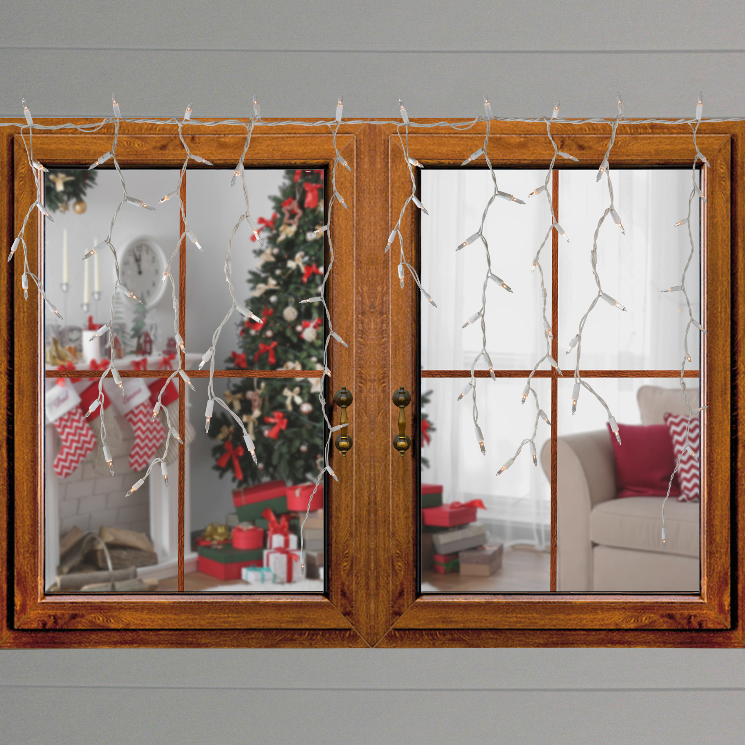 300 Count Clear Mini Icicle Christmas Lights - White Wire | Christmas ...