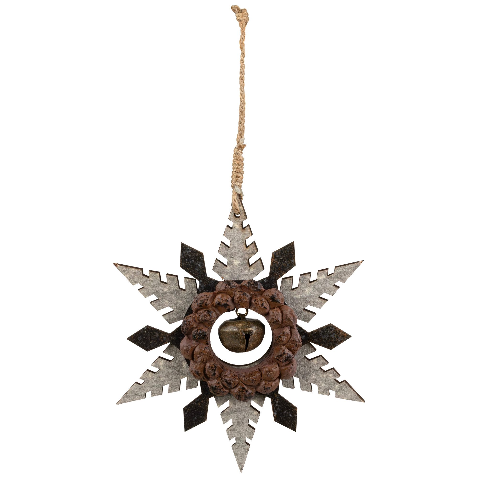 6" Brown & Beige Pointed Snowflake Christmas Ornament | Christmas Central