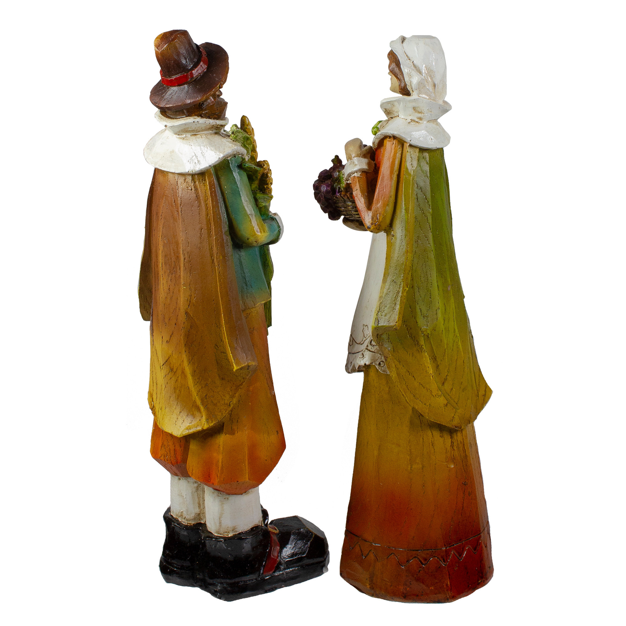 Set of 2 Male & Female Pilgrim Wooden Thanksgiving Figurines ...
