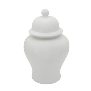 18" Matte White Solid Ceramic Temple Jar | Christmas Central