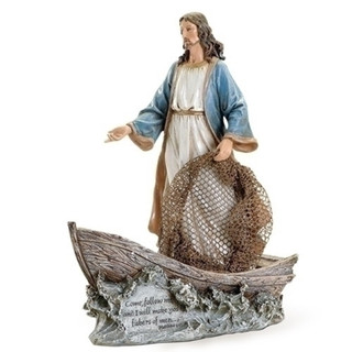 Jesus Christ the Fisherman Religious Figurine - 11.25" - White & Blue ...