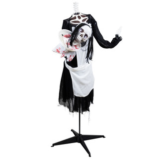 LED Lighted & Animated Skeleton Maid Head-in-Hand Halloween Figure - 57 ...