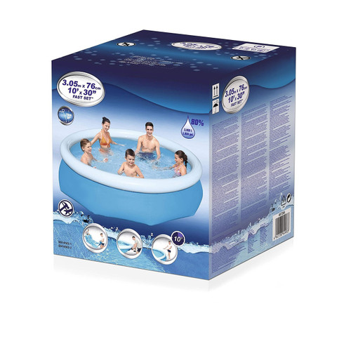 10ft Round Inflatable Easy Set Kids Swimming Pool with Filter Pump ...