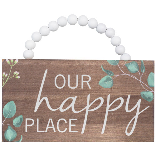 Beaded Hanger "Our Happy Place" Floral Wall Art Plaque - 7.75 ...