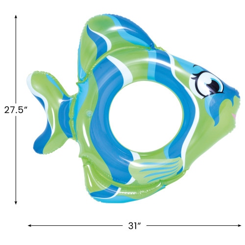 31" Green Inflatable Fish Children's Swim Ring Tube Float | Christmas ...