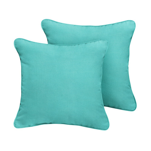 Set of 2 Aruba Blue Corded Decorative Square Pillows, 18" | Christmas ...
