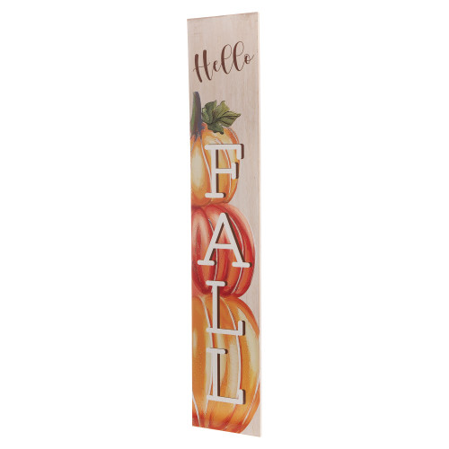 42" Orange & White Pumpkin 'Hello Fall' Thanksgiving Porch Board Sign ...