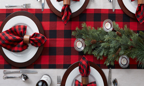 Buffalo Check Cotton Christmas Table Runner - 108" - Red & Black ...