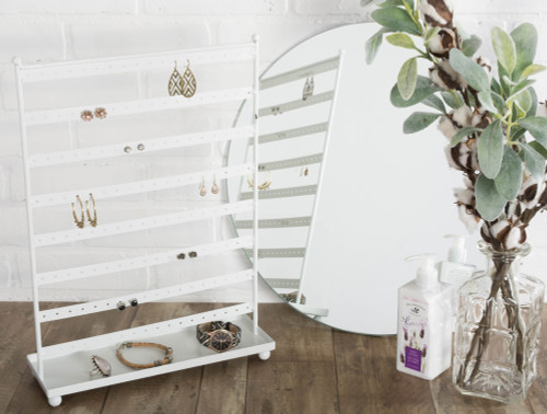 16.75" Solid White Rectangular Earring Display Stand with Tray ...