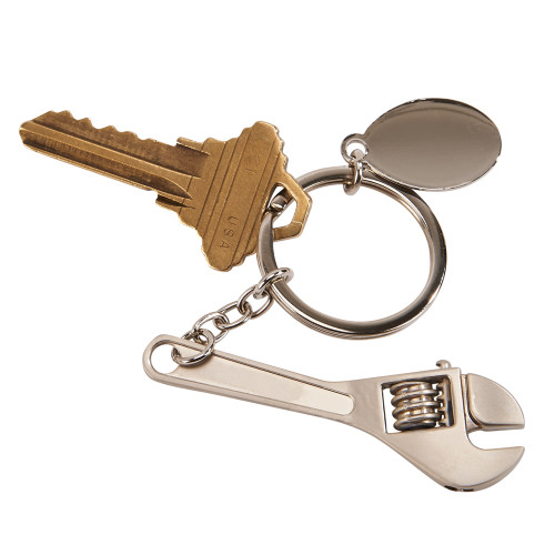 4.5" Wrench Shaped Key Chain with Oval Engraving Tag | Christmas Central