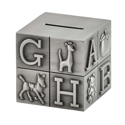 3" Metallic Gray Brushed Nickel Large Square Block Coin Bank ...
