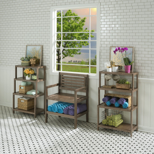 37" Antique Chestnut Brown 4-Tier Step Back Multipurpose Shelf ...