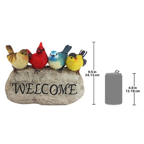 12" Birdy with "Welcome" Sign Large Outdoor Garden Statue | Christmas ...