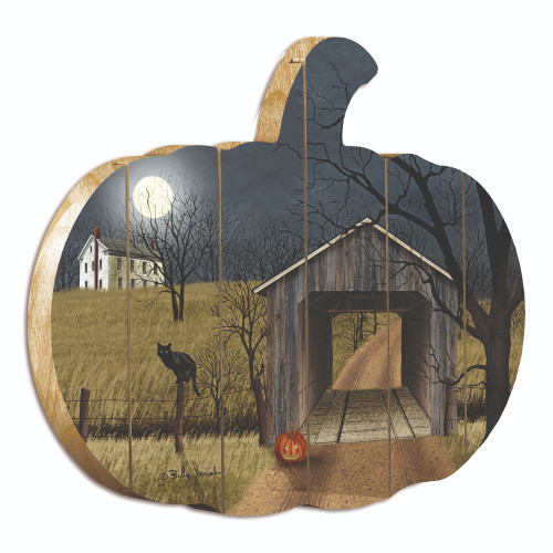 17" Blue & Gray Sleepy Hollow Bridge Hanging Pumpkin Halloween Wall ...