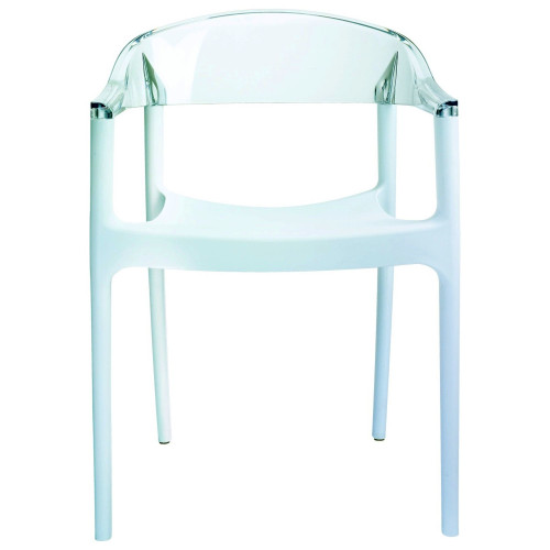 32" White & Clear Transparent Stackable Outdoor Patio Dining Arm Chair ...