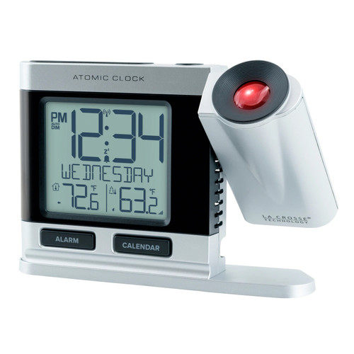 5.75” Gray Atomic Projection Alarm with Indoor & Outdoor Temperature ...