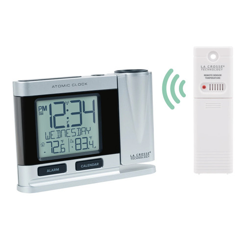 5.75” Gray Atomic Projection Alarm with Indoor & Outdoor Temperature ...