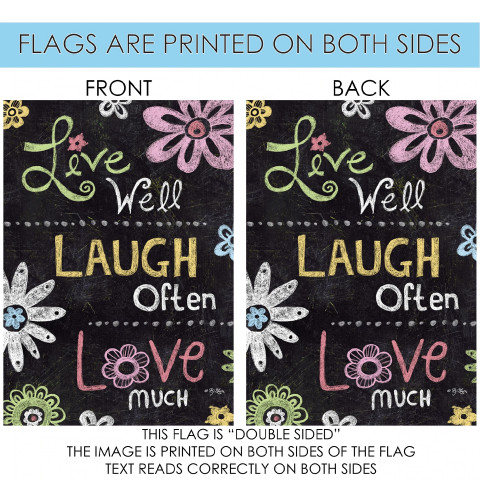 Inspirational "Live Laugh Love" Chalkboard Outdoor House Flag 40" x 28 ...