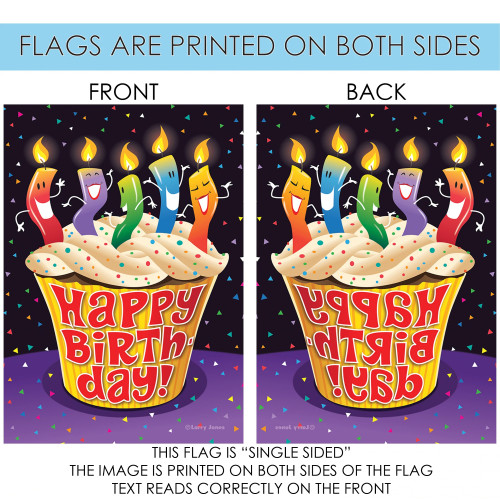 Happy Birthday Cupcake Outdoor House Flag 40" x 28" | Christmas Central