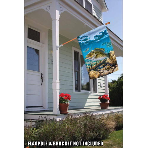 Smallmouth Bass Pond Outdoor House Flag 40" x 28" | Christmas Central