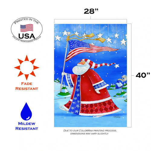 Patriotic Santa Outdoor House Flag 40" x 28" | Christmas Central