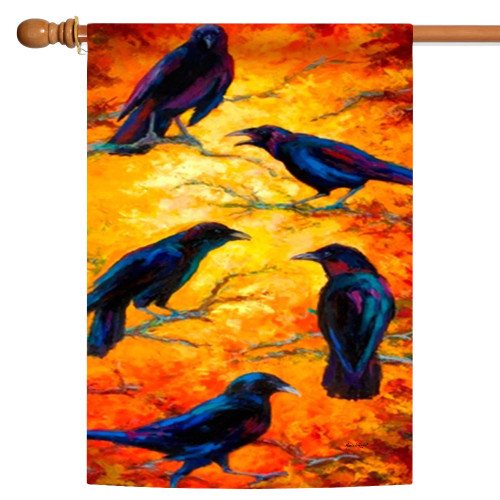 Dusk Crows Fall Harvest Fade Resistant Halloween Outdoor Flag - 40" x ...