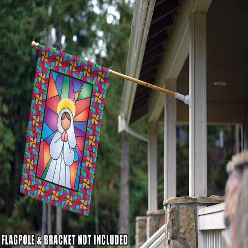 Stained Glass Angel Outdoor House Flag 40" x 28" | Christmas Central